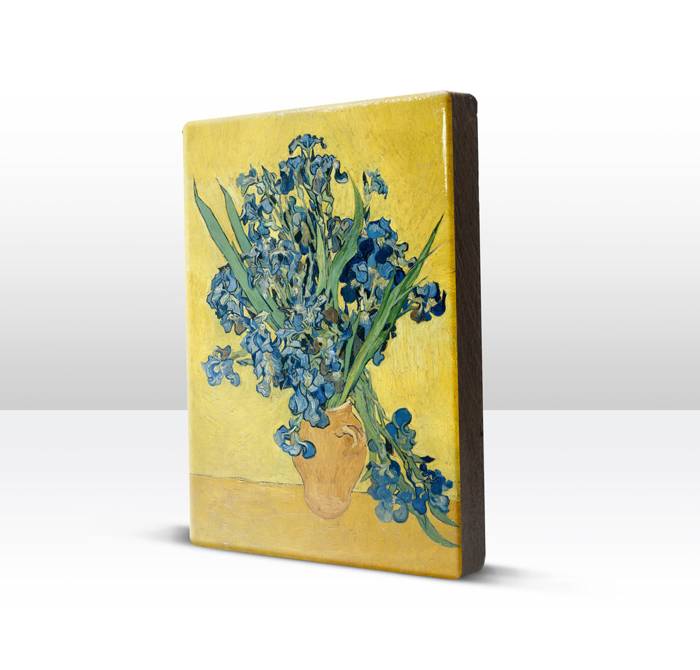 Laqueprint - Irissen in een vaas - Vincent van Gogh - 19,5 x 26 cm